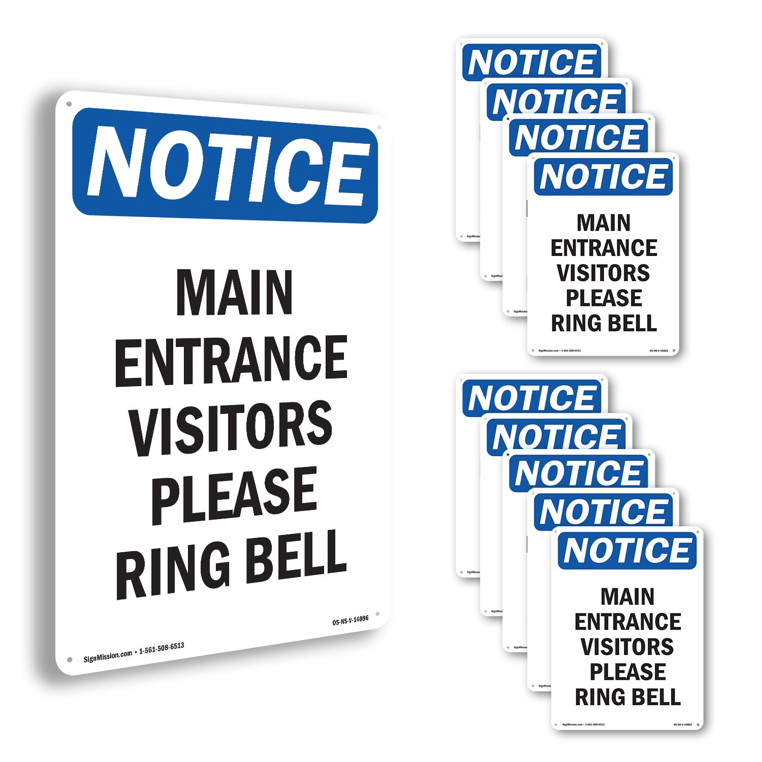 Main Entrance Visitors Please Ring Bell OSHA Notice Aluminum Sign 10 ...
