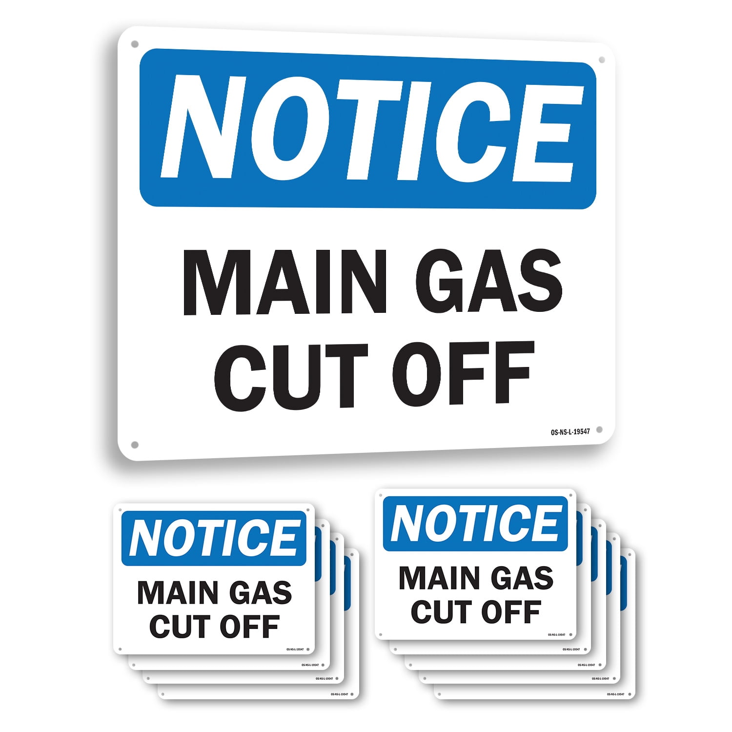 Main Gas Cut Off OSHA Notice Aluminum Sign 10 Inch x 7 Inch - 10 Pack ...