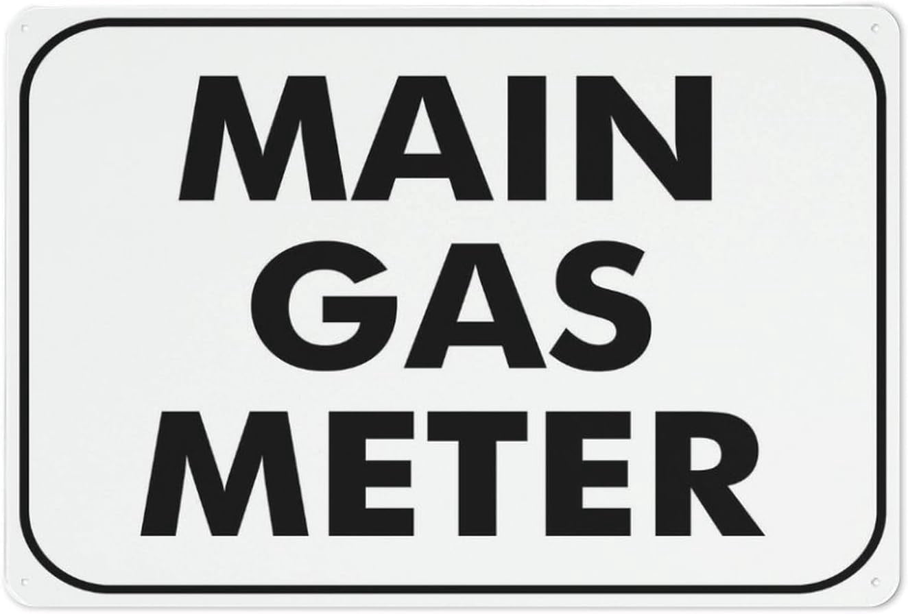 Main Gas Meter Sign 8X12 in Metal Signs Aluminum Sign Pre-Drilled Holes ...
