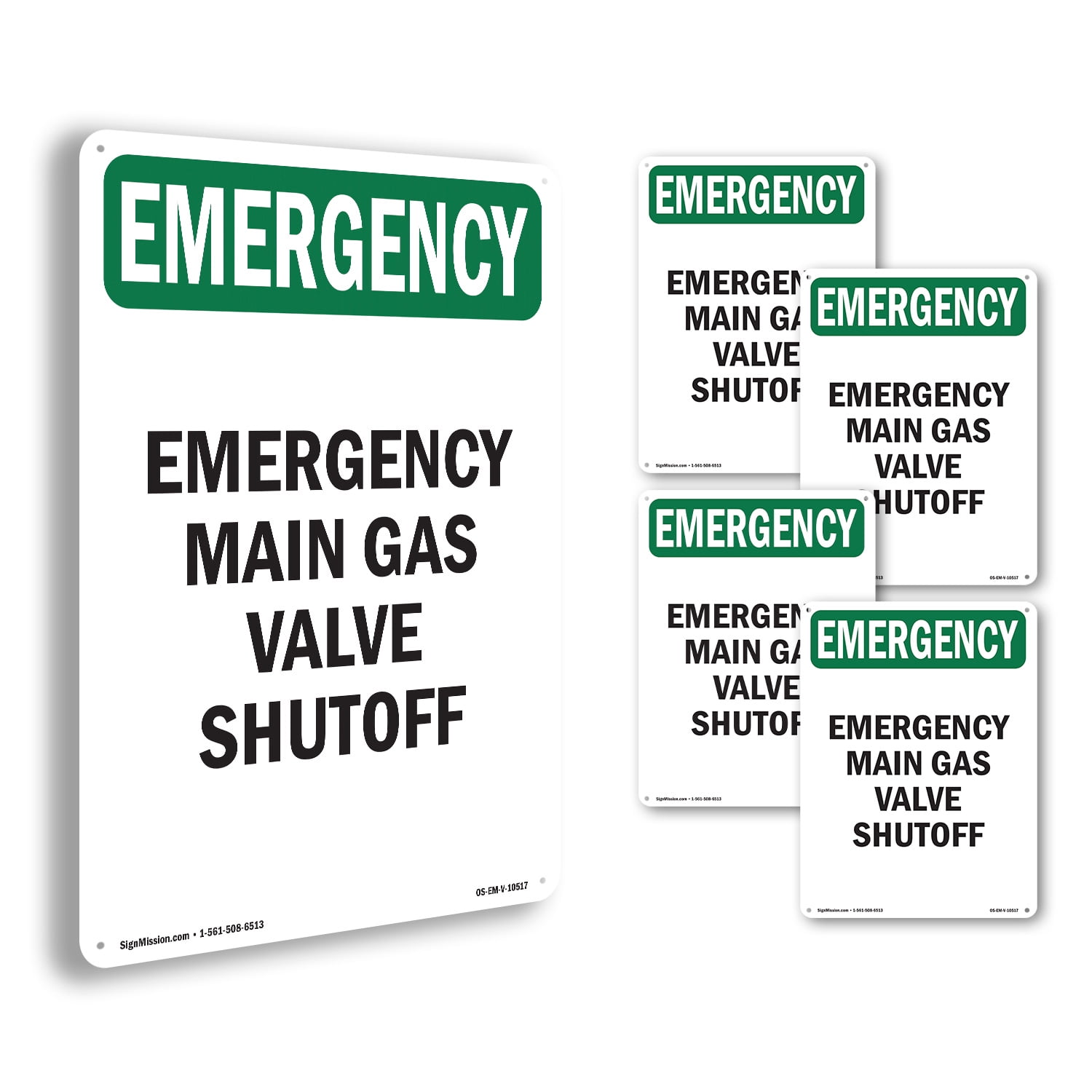 Main Gas Valve Shutoff OSHA Emergency Rigid Plastic Sign 18 Inch x 12 ...