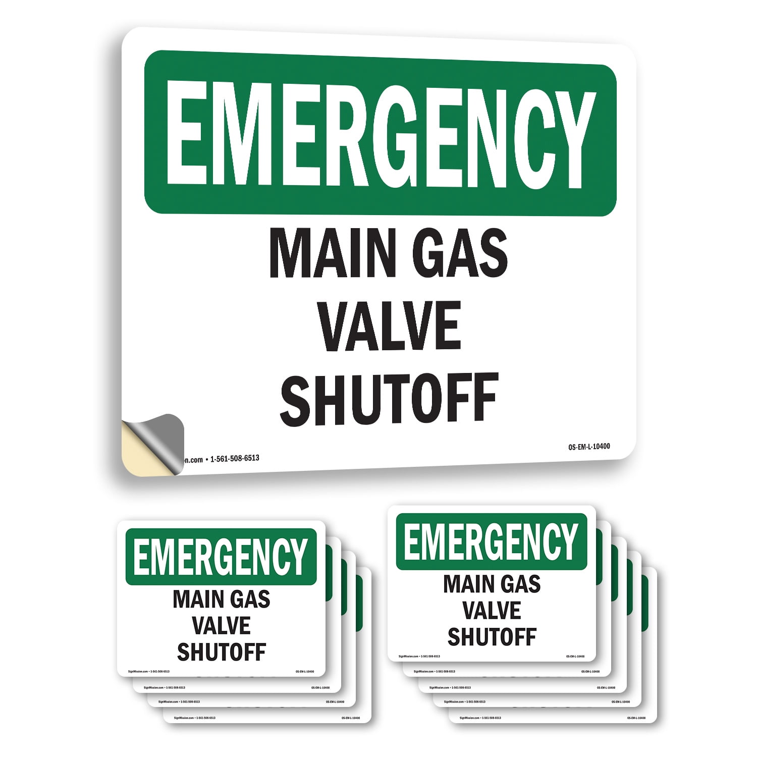 Main Gas Valve Shutoff OSHA Emergency Vinyl Decal Label 14 Inch x 10 ...