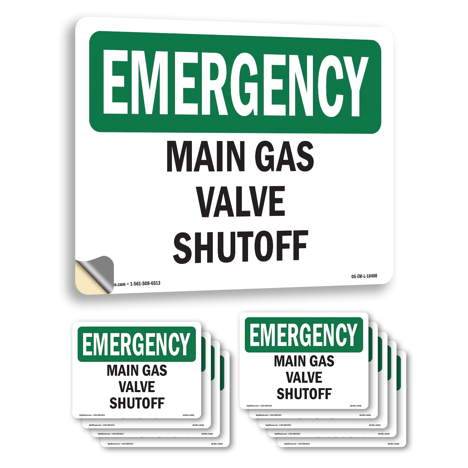 Main Gas Valve Shutoff OSHA Emergency Vinyl Decal Label 18 Inch x 12 ...