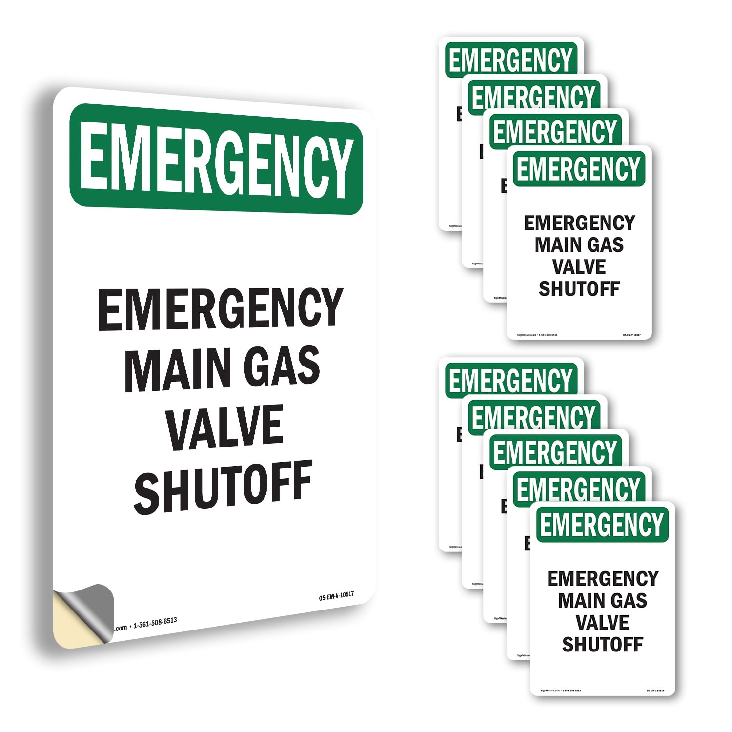 Main Gas Valve Shutoff OSHA Emergency Vinyl Decal Label 5 Inch x 3.5 ...