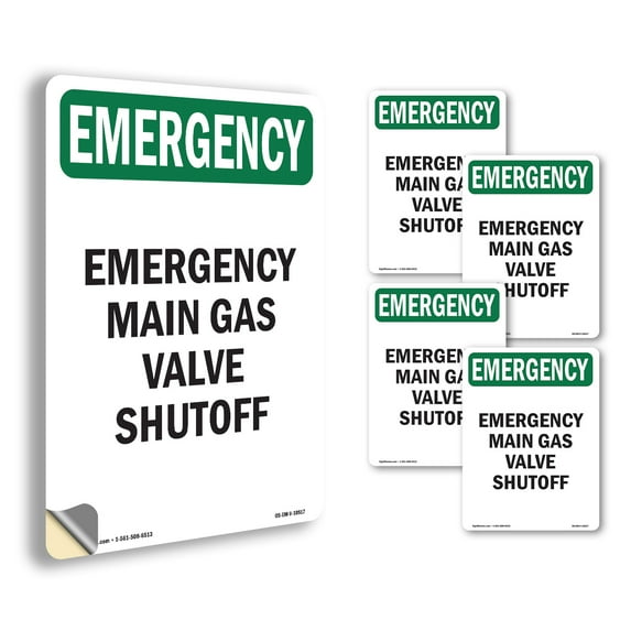 Main Gas Valve Shutoff OSHA Emergency Vinyl Decal Label 5 Inch x 3.5 ...