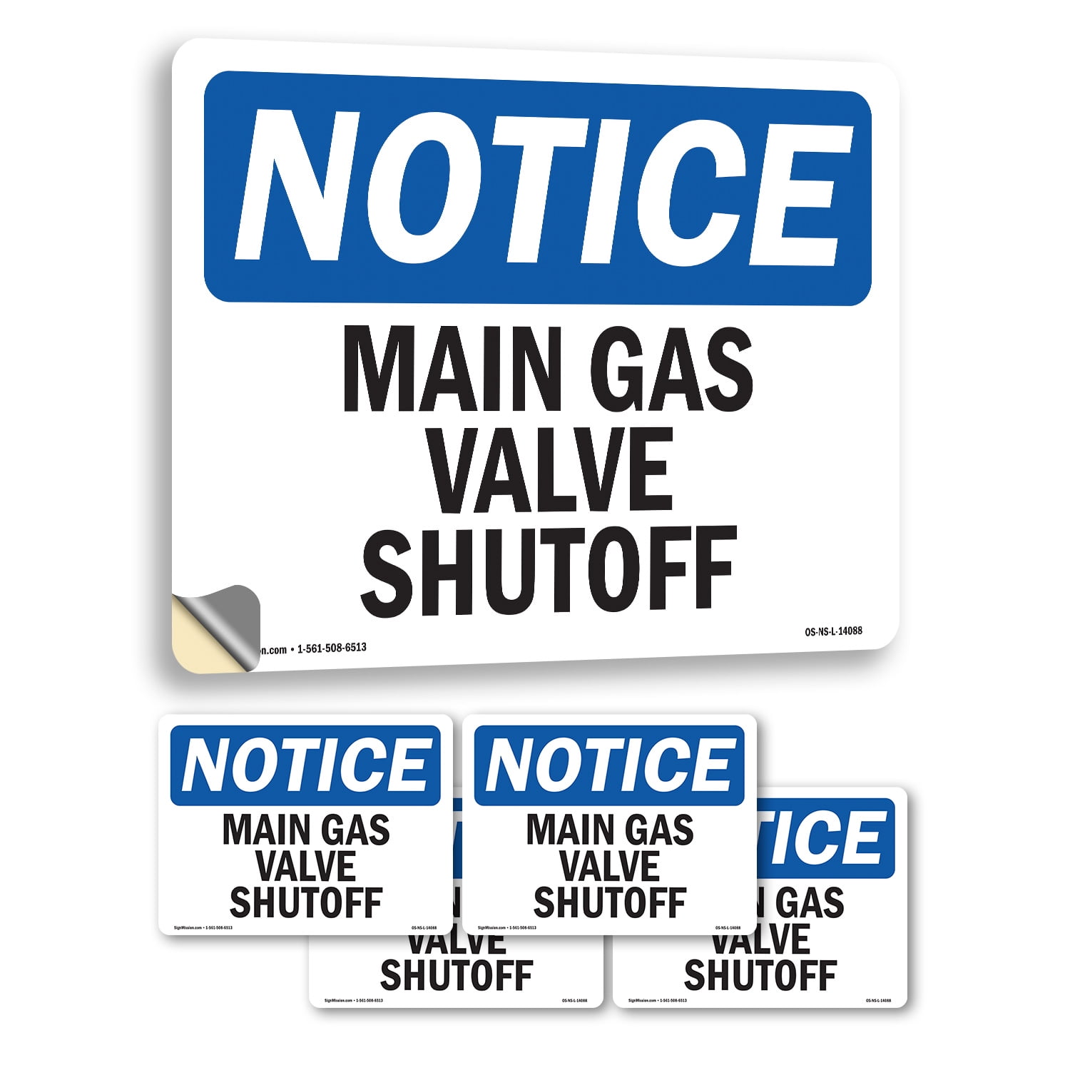 Main Gas Valve Shutoff OSHA Notice Vinyl Decal Label 5 Inch x 3.5 Inch ...