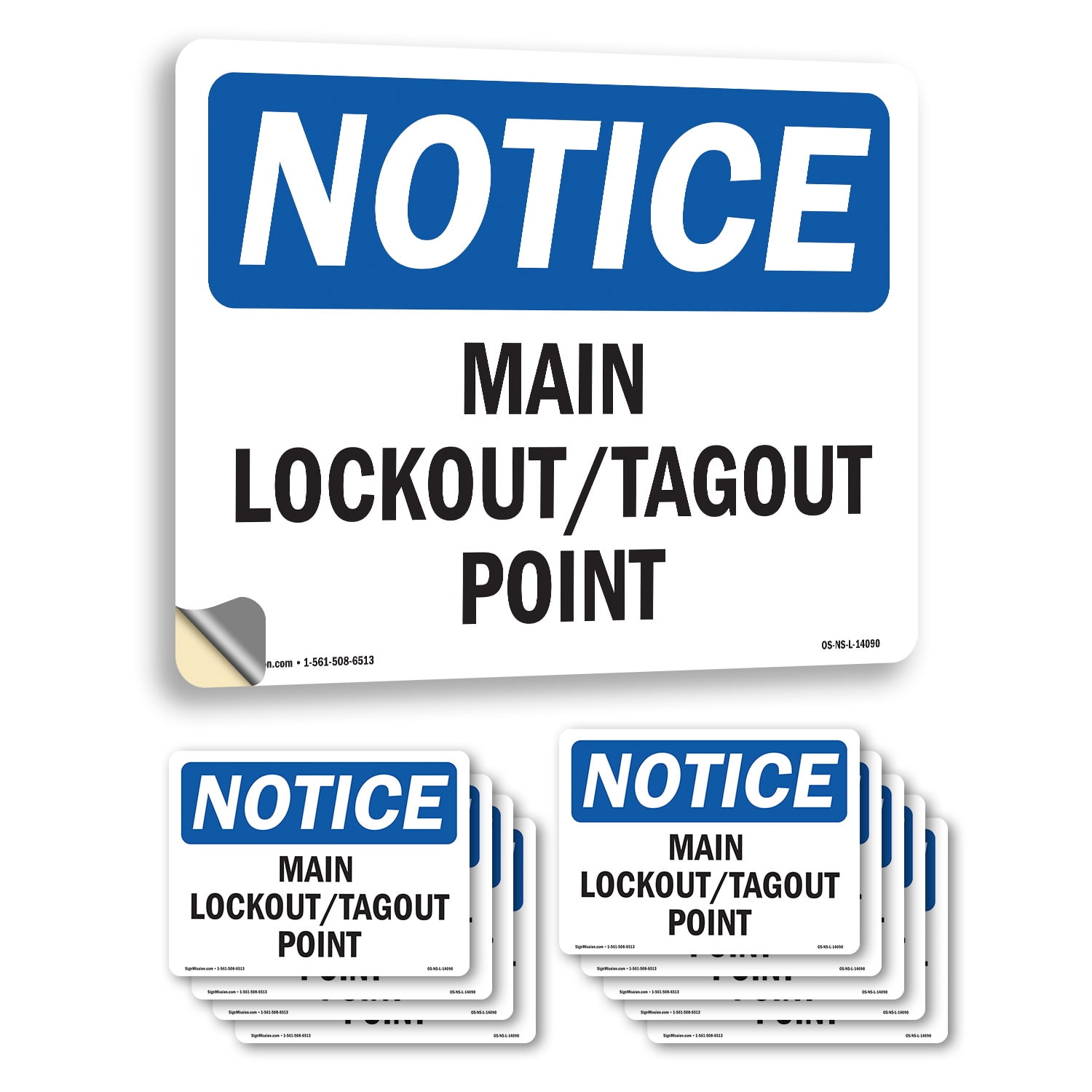 Main Lockout Tagout Point OSHA Notice Vinyl Decal Label 18 Inch x 12 ...