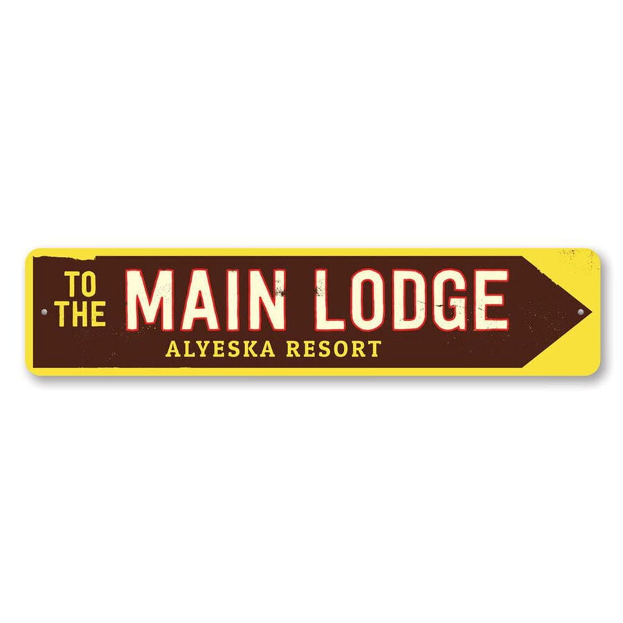 Main Lodge Sign Ski Resort Sign Ski Lodge Arrow Metal Wall Decor Size ...