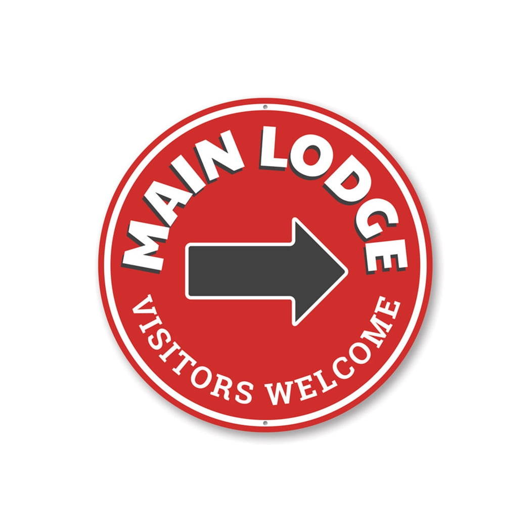 Main Lodge Ski Lodge Welcome Sign, Directional Arrow Sign, Ski Lodge ...