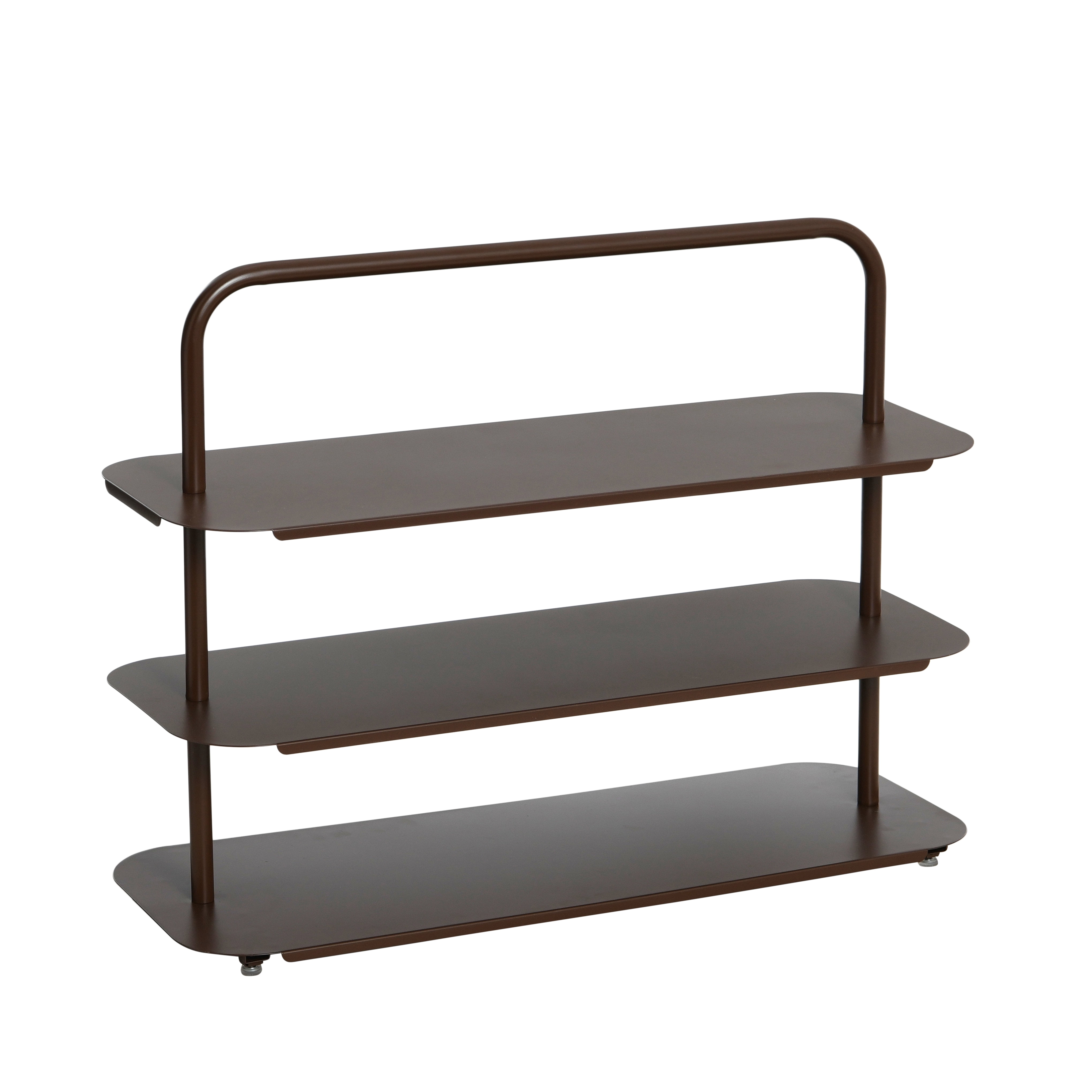 Main + Mesa Modern Metal 3-Tier Low Shelf with Handle, Brown Finish ...