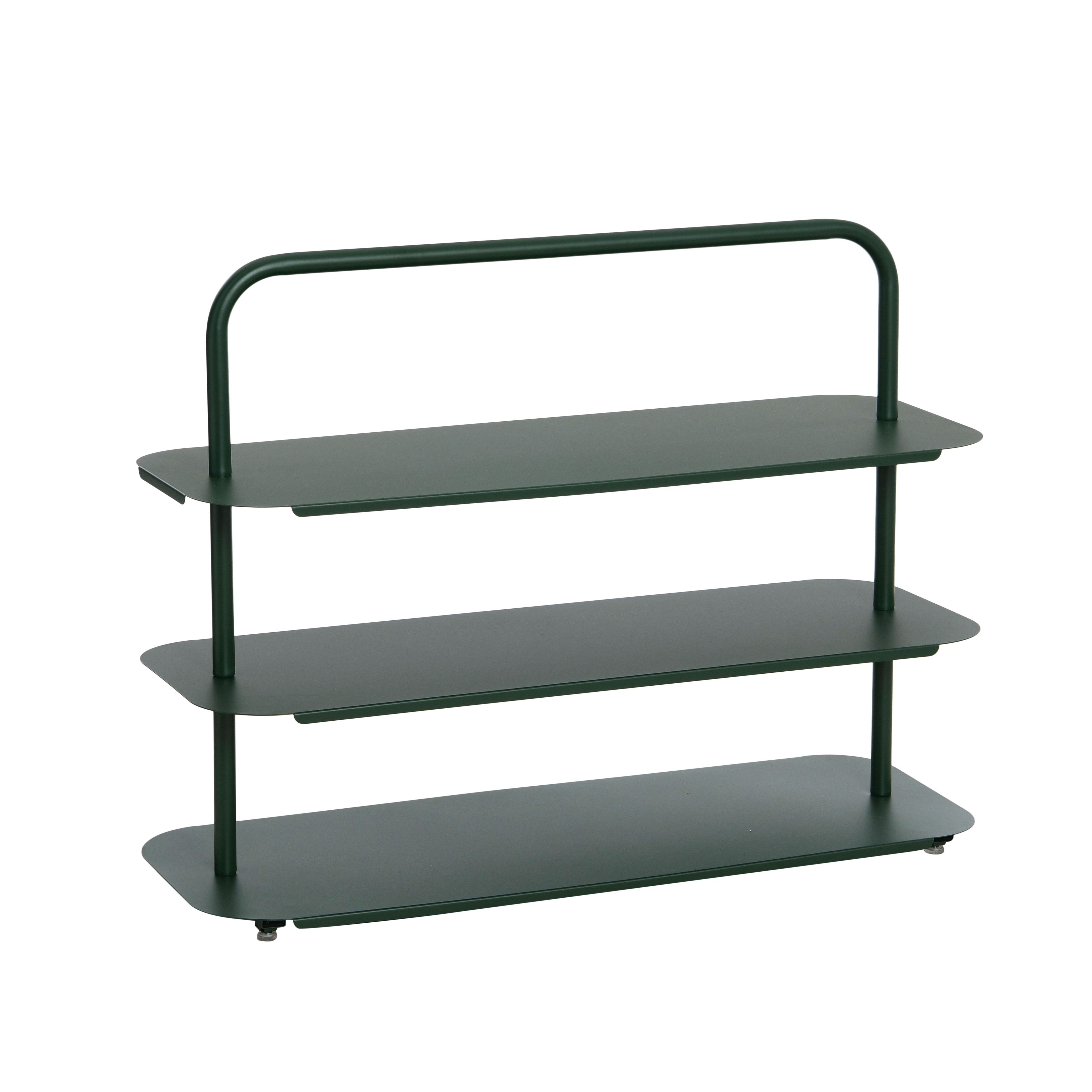 Main + Mesa Modern Metal 3-Tier Low Shelf with Handle, Dark Green ...