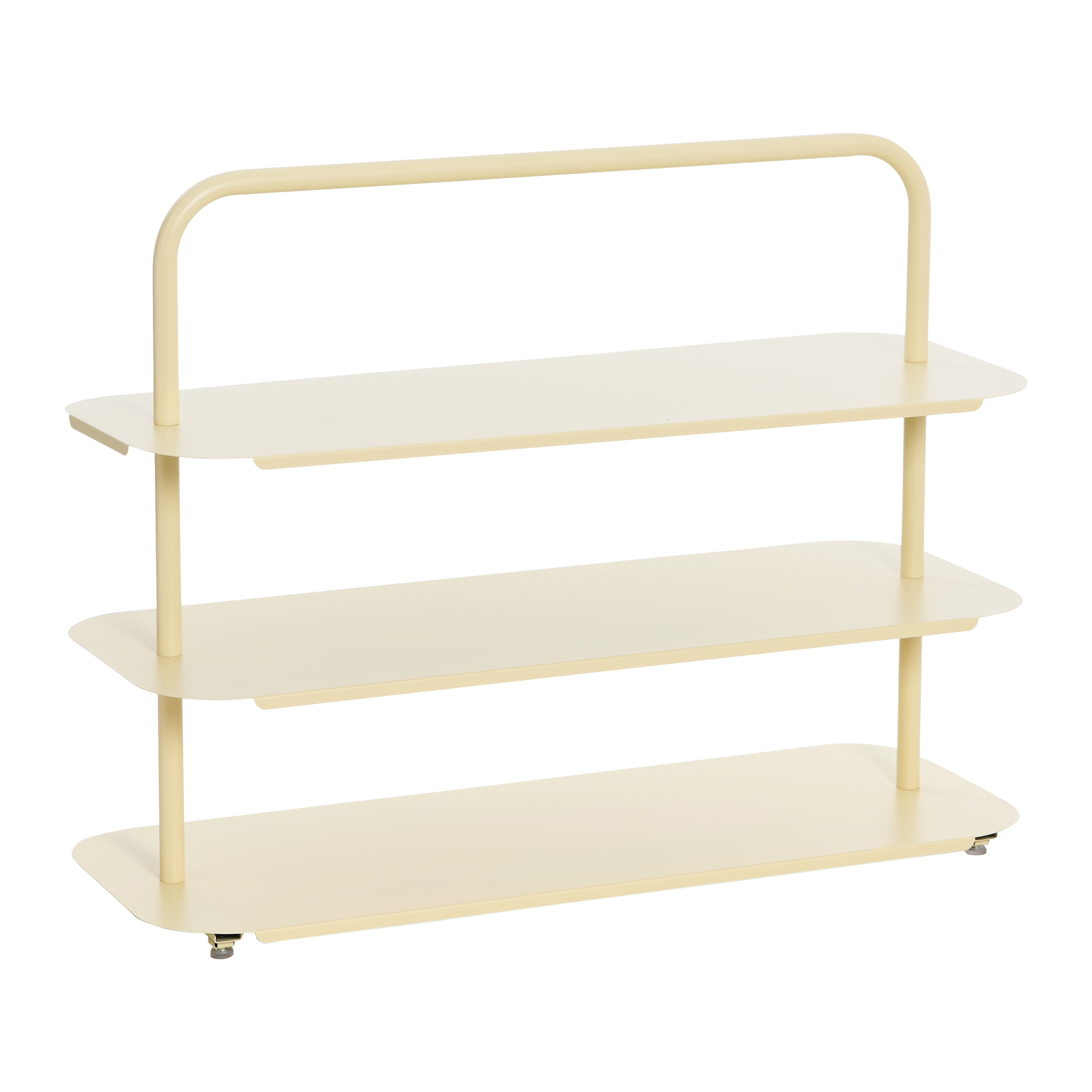 Main + Mesa Modern Metal 3-Tier Low Shelf with Handle, Sand Finish ...