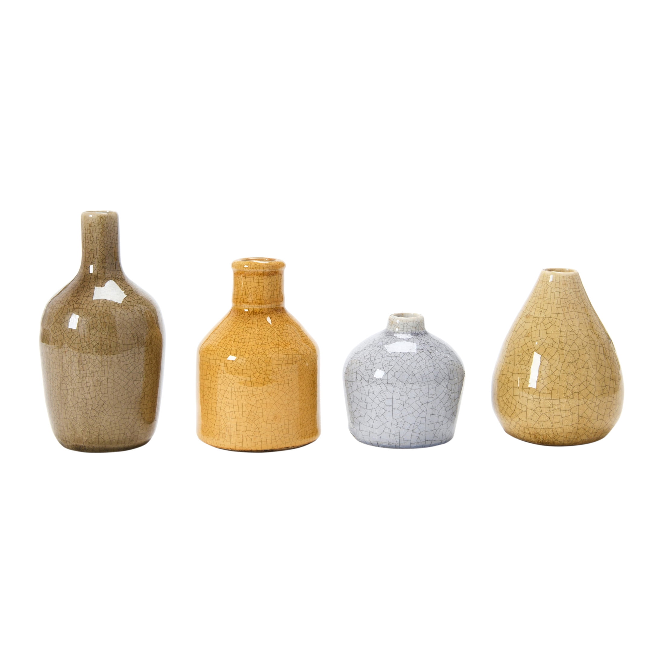 Main + Mesa Stoneware Bud Vases in Crackle Glaze, Grey/Mustard Tones ...