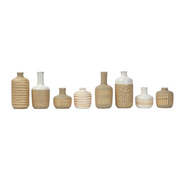 Main + Mesa Stoneware Bud Vases in Crackle Glaze, Grey/Mustard Tones ...