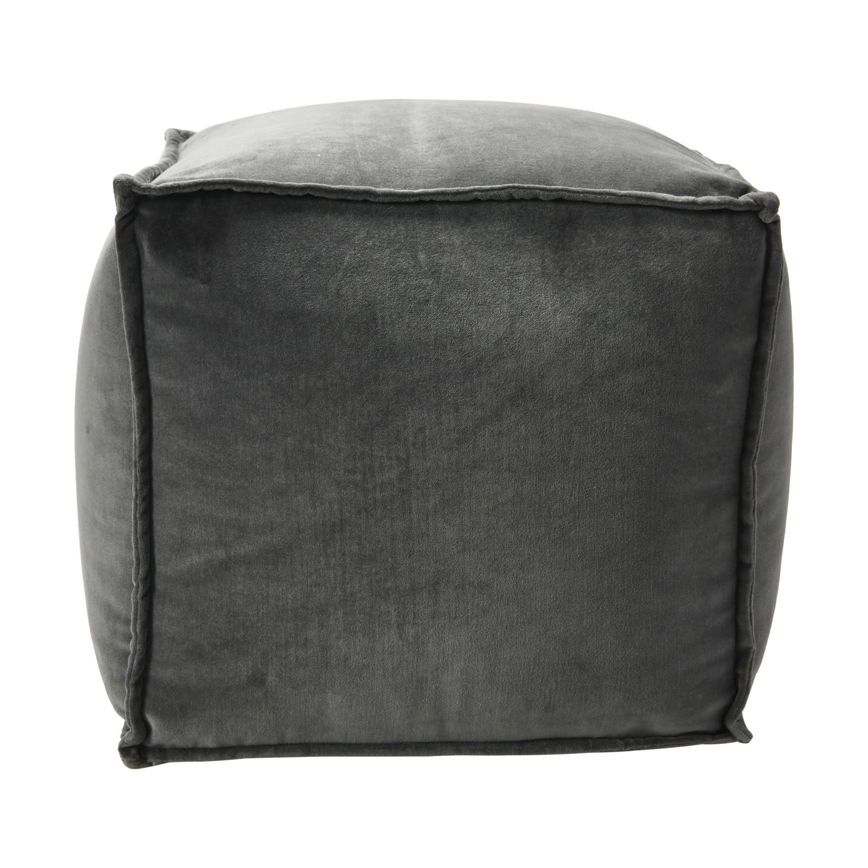 Main + Mesa Boho Deep Forest Velvet Square Pouf, Resilient Beads ...