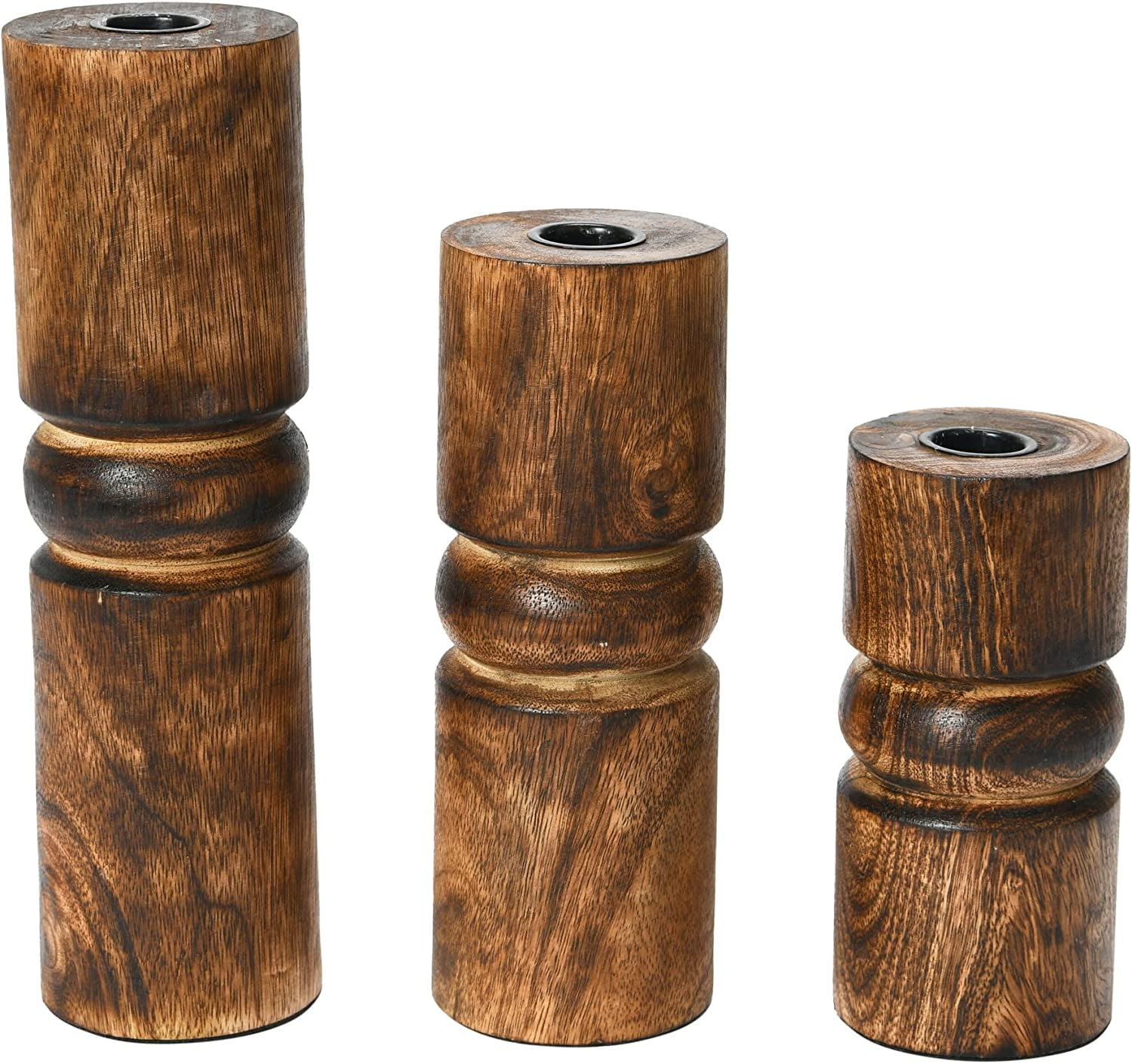 Main + Mesa Wood Stack Taper Candle Holders, Set of 3 - Walmart.com