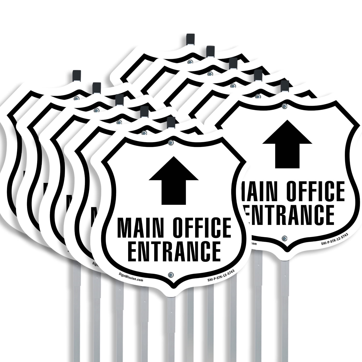 Main Office Entrance Up (10 Pack) 12 inch X 12 inch Shield Shaped ...