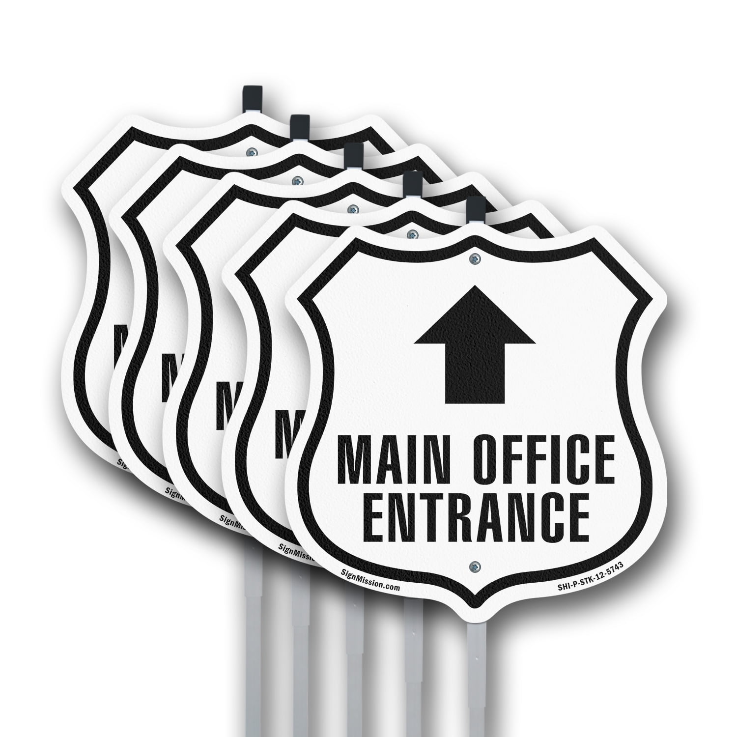 Main Office Entrance Up (5 Pack) 12 inch X 12 inch Shield Shaped ...