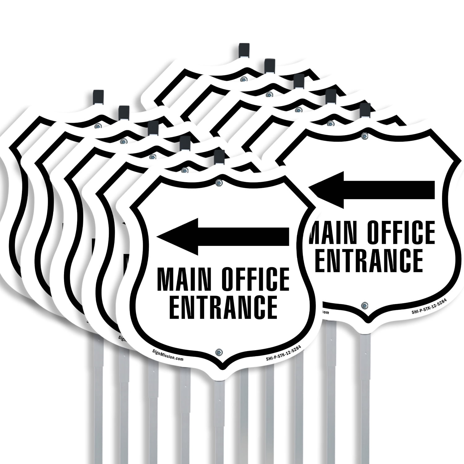Main Office Entrance Left (10 Pack) 12 inch X 12 inch Shield Shaped ...