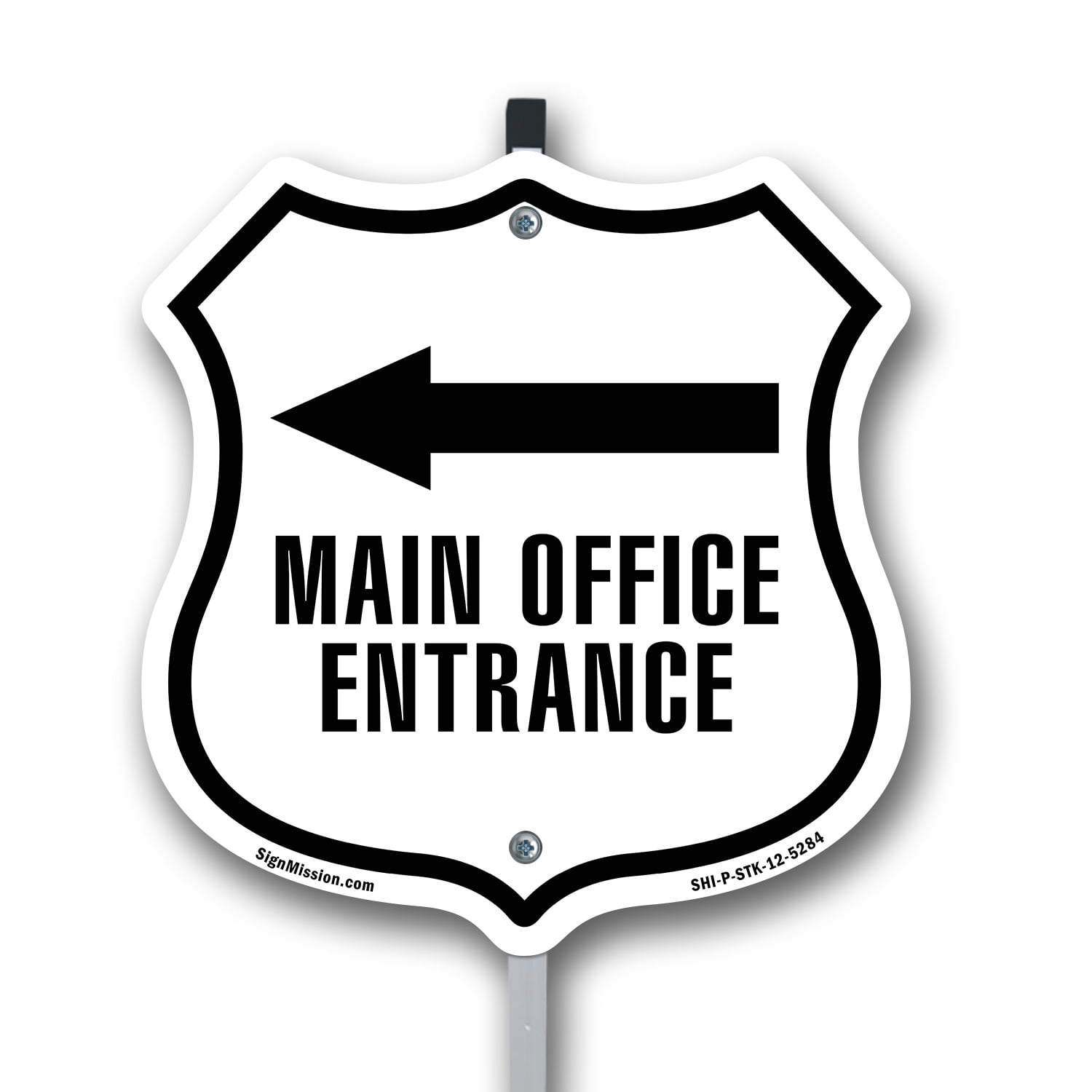 Main Office Entrance Left 12 inch X 12 inch Shield Shaped Commercial ...