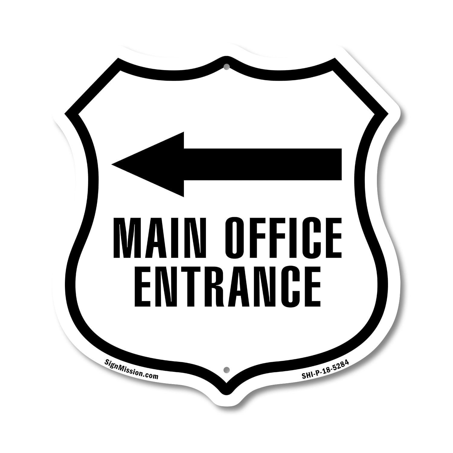 Main Office Entrance Left 12 inch X 12 inch Shield Shaped Commercial ...