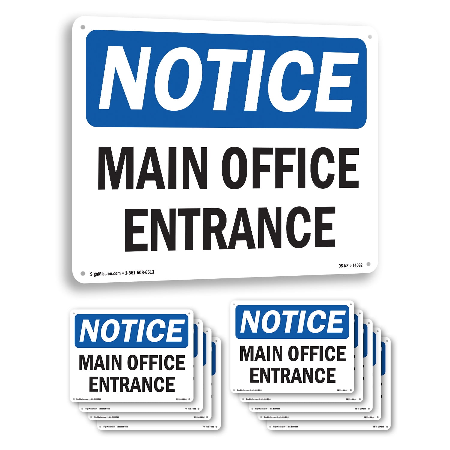 Main Office Entrance OSHA Notice Rigid Plastic Sign 24 Inch x 18 Inch ...