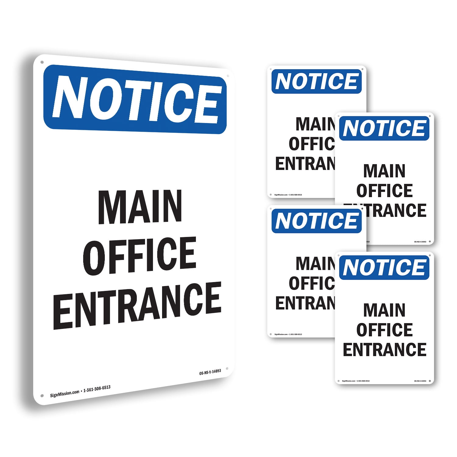 Main Office Entrance OSHA Notice Rigid Plastic Sign 24 Inch x 18 Inch ...