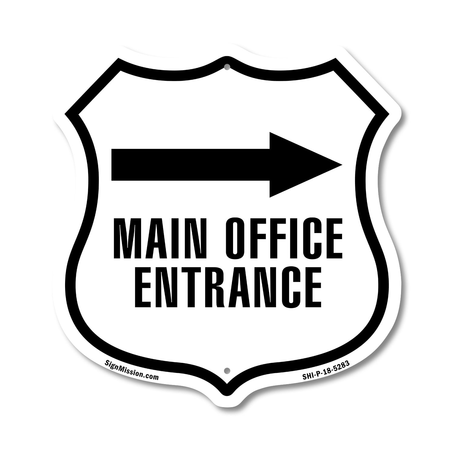 Main Office Entrance Right 12 inch X 12 inch Shield Shaped Commercial ...
