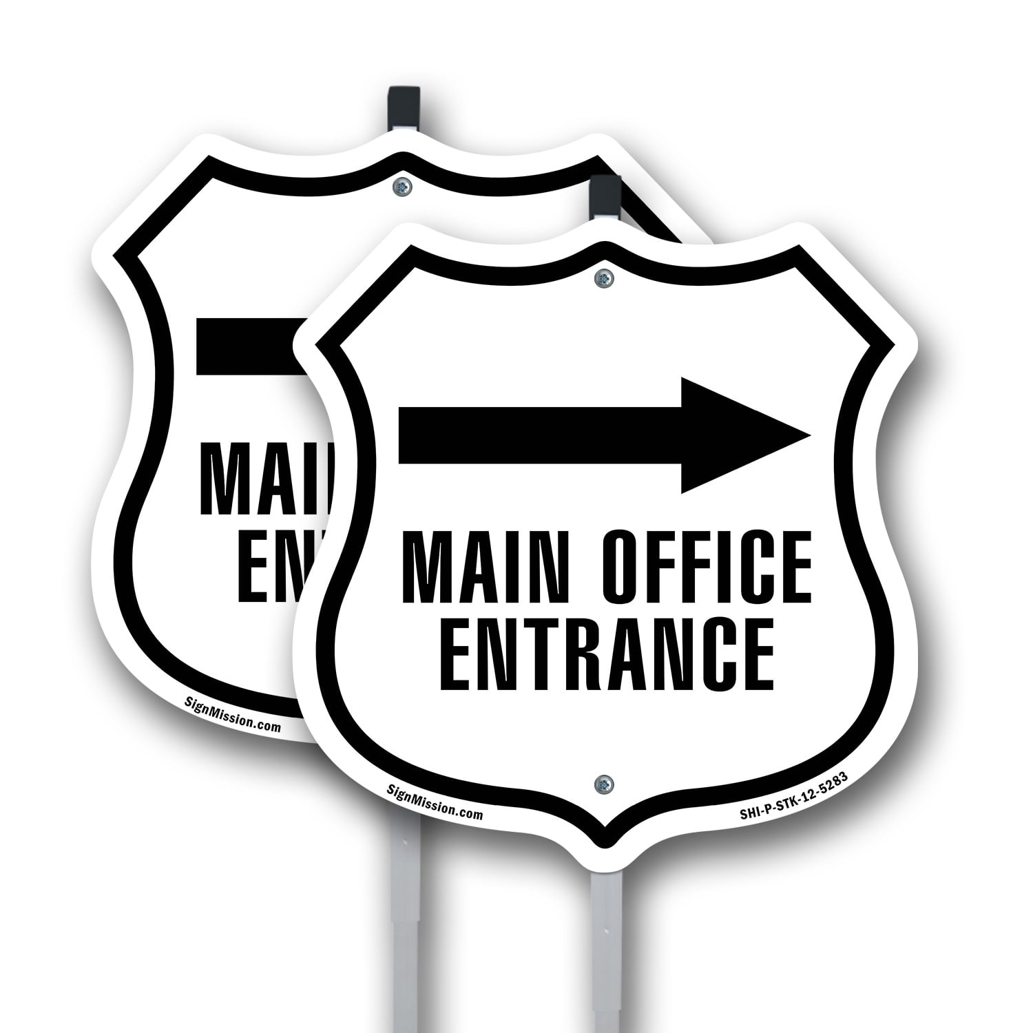 Main Office Entrance Right (2 Pack) 12 inch X 12 inch Shield Shaped ...