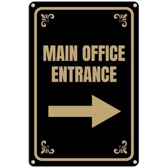 Main Office Entrance Right Arrow Aluminum Metal Sign 8 X 12 Inch Wall ...
