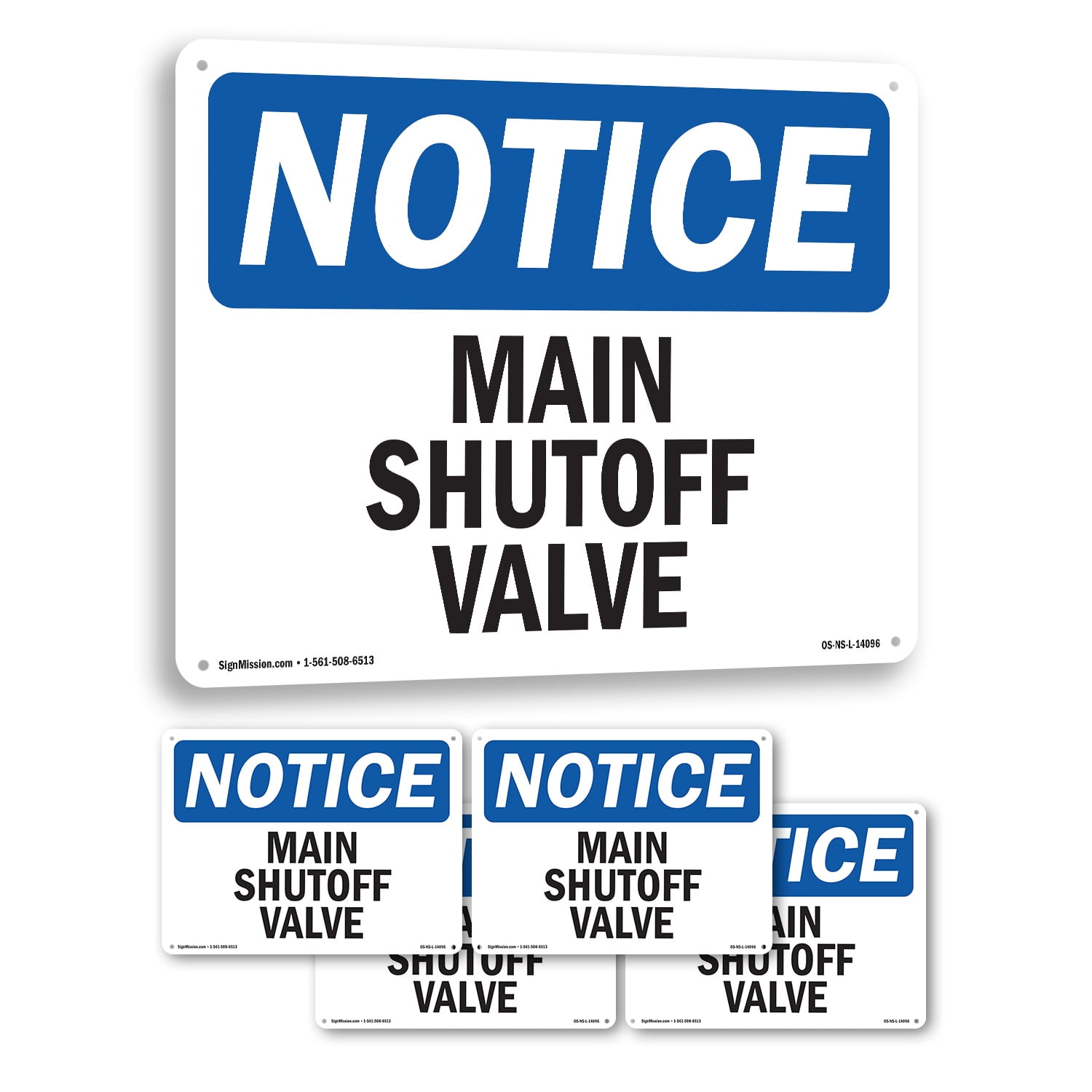 Main Shutoff Valve OSHA Notice Rigid Plastic Sign 10 Inch x 7 Inch - 5 ...