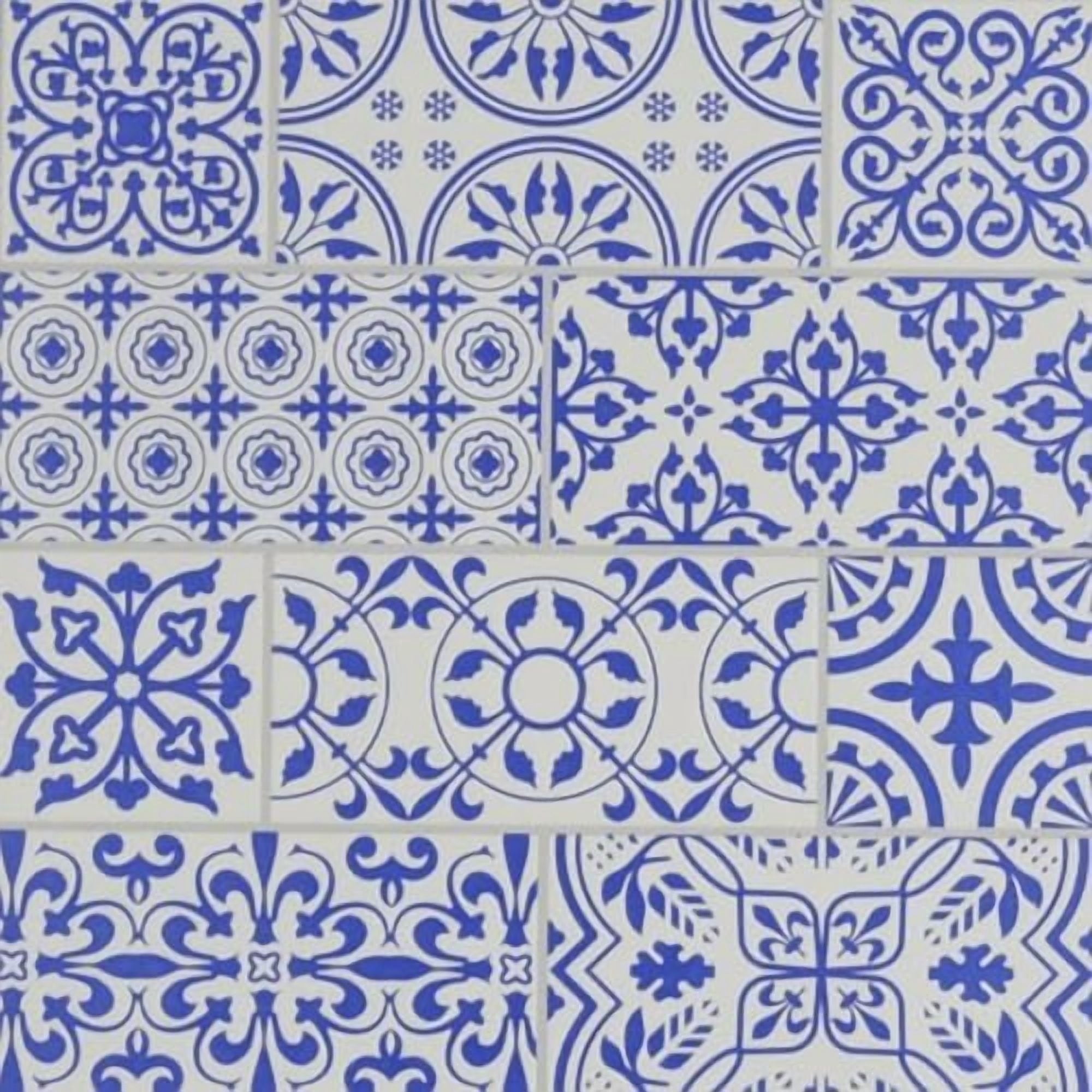 Main Street Peel & Stick Wallpaper Tiles, 8" x 8", Blue Mosaic, 24ct ...