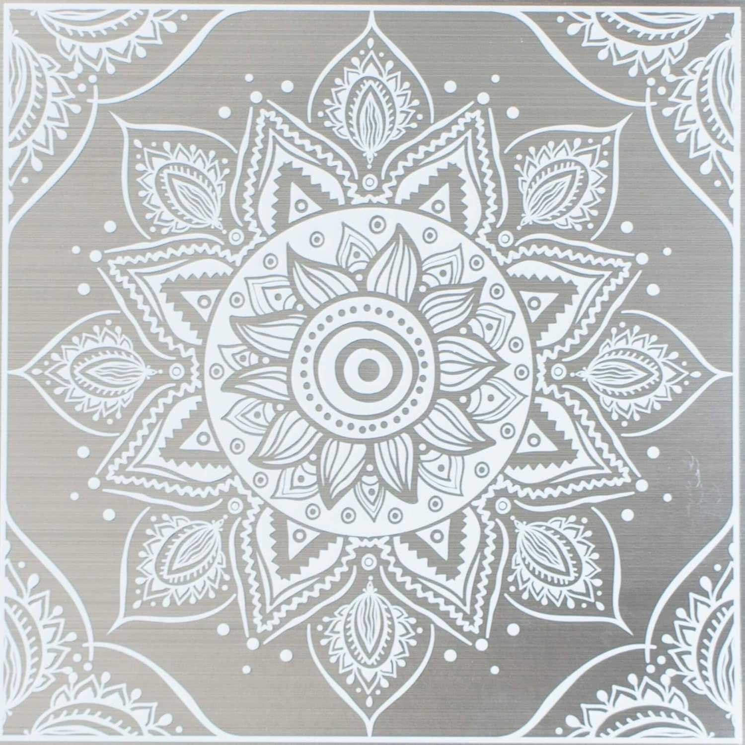 "Main Street 8"" x 8"" White Mandala Peel and Stick Tile, Backsplash ...