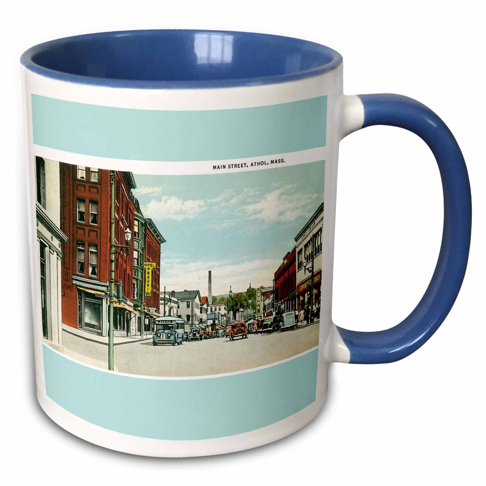 Main Street, Athol, Massachusetts, City Street with Antique Cars 11oz ...