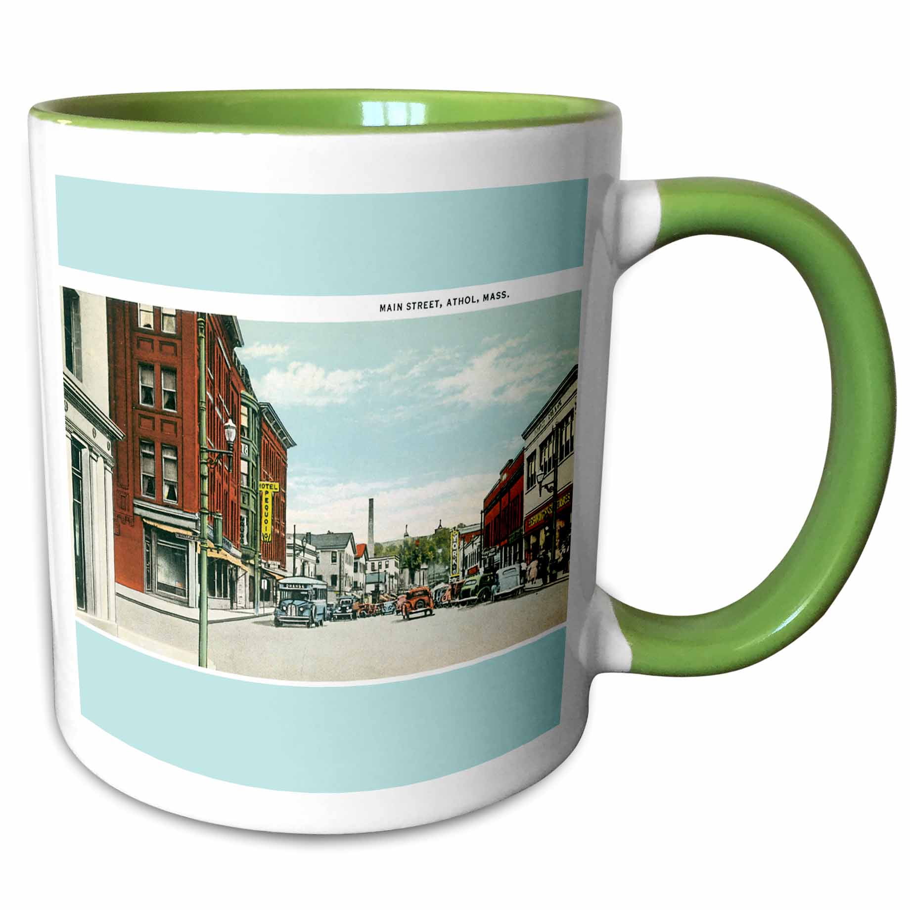 Main Street, Athol, Massachusetts, City Street with Antique Cars 15oz ...