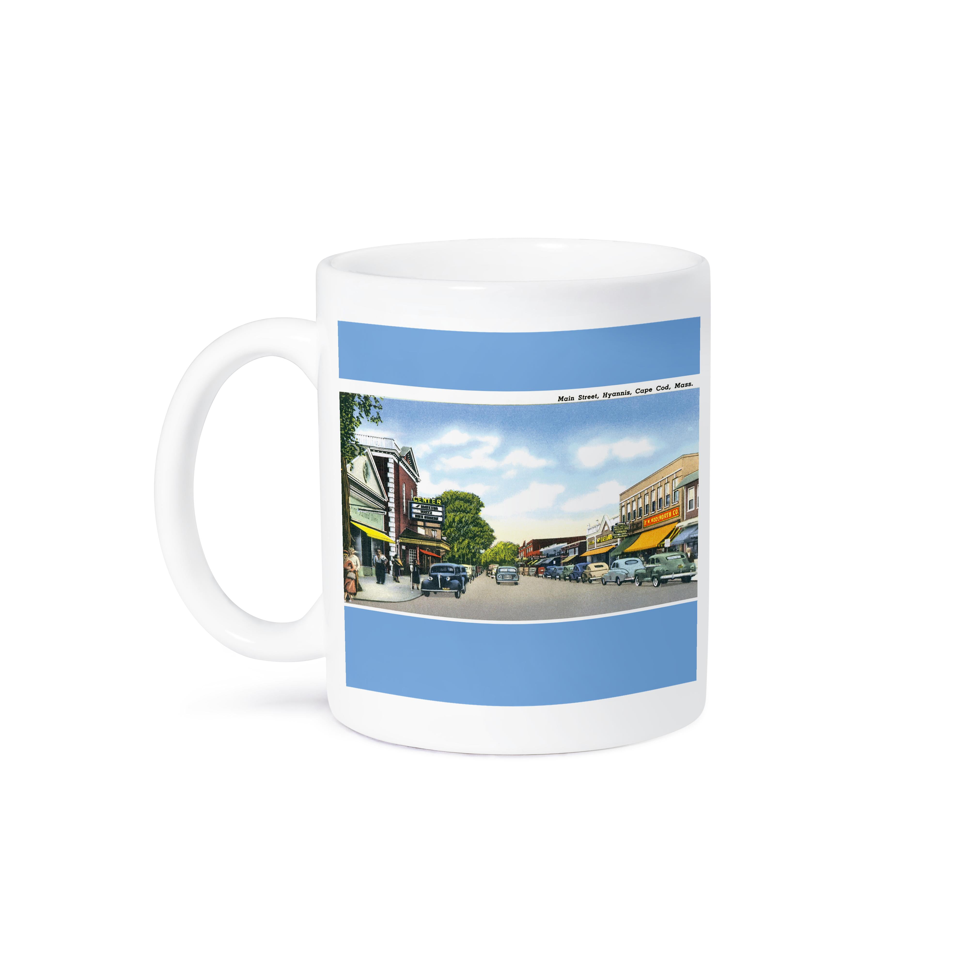 Main Street, Hyannis, Cape Cod Street Scene With Antique Cars, 15oz Mug ...