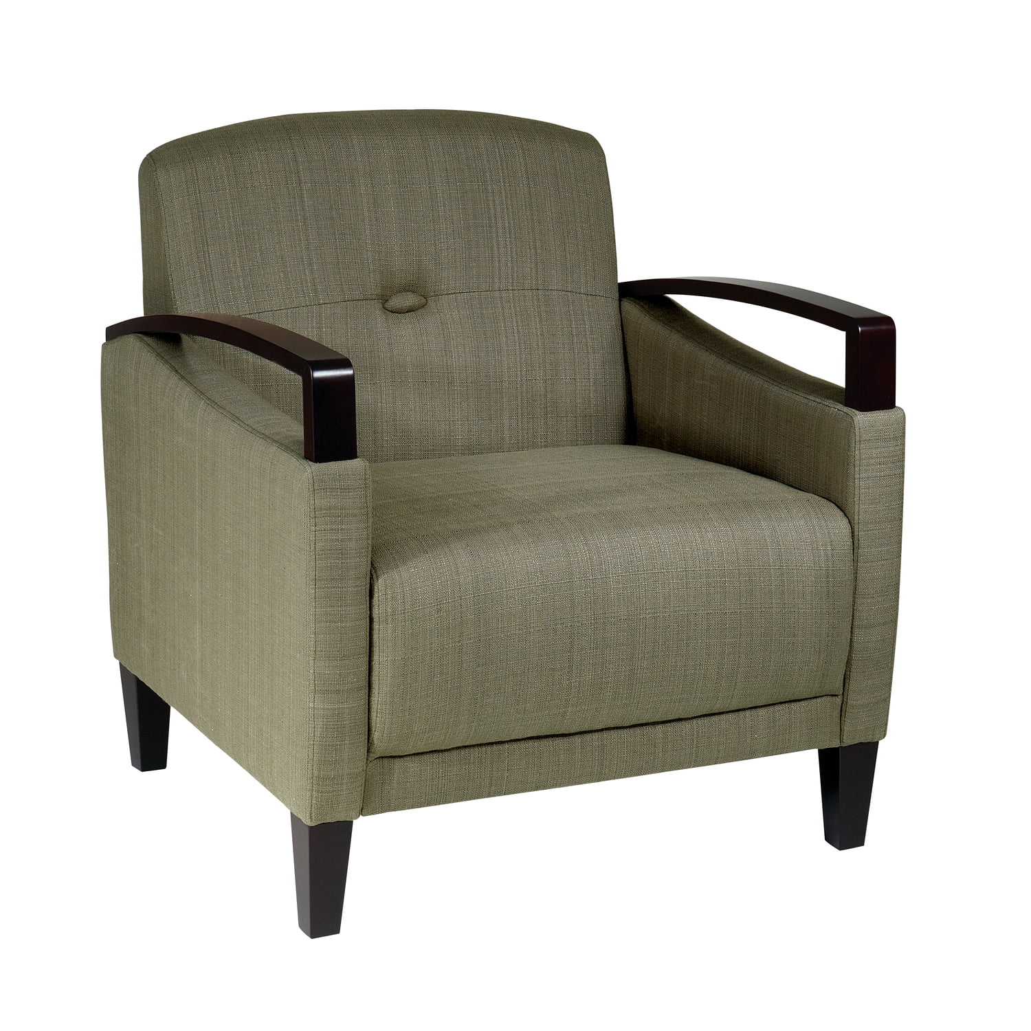 Main Street Woven Seaweed Green Chair and Espresso Finish Wood Arms ...