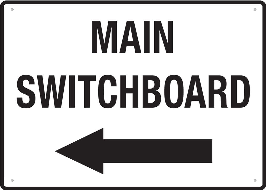Main Switchboard Left Arrow Outdoor Metal Sign - 12 X 8 Metal Signs For ...