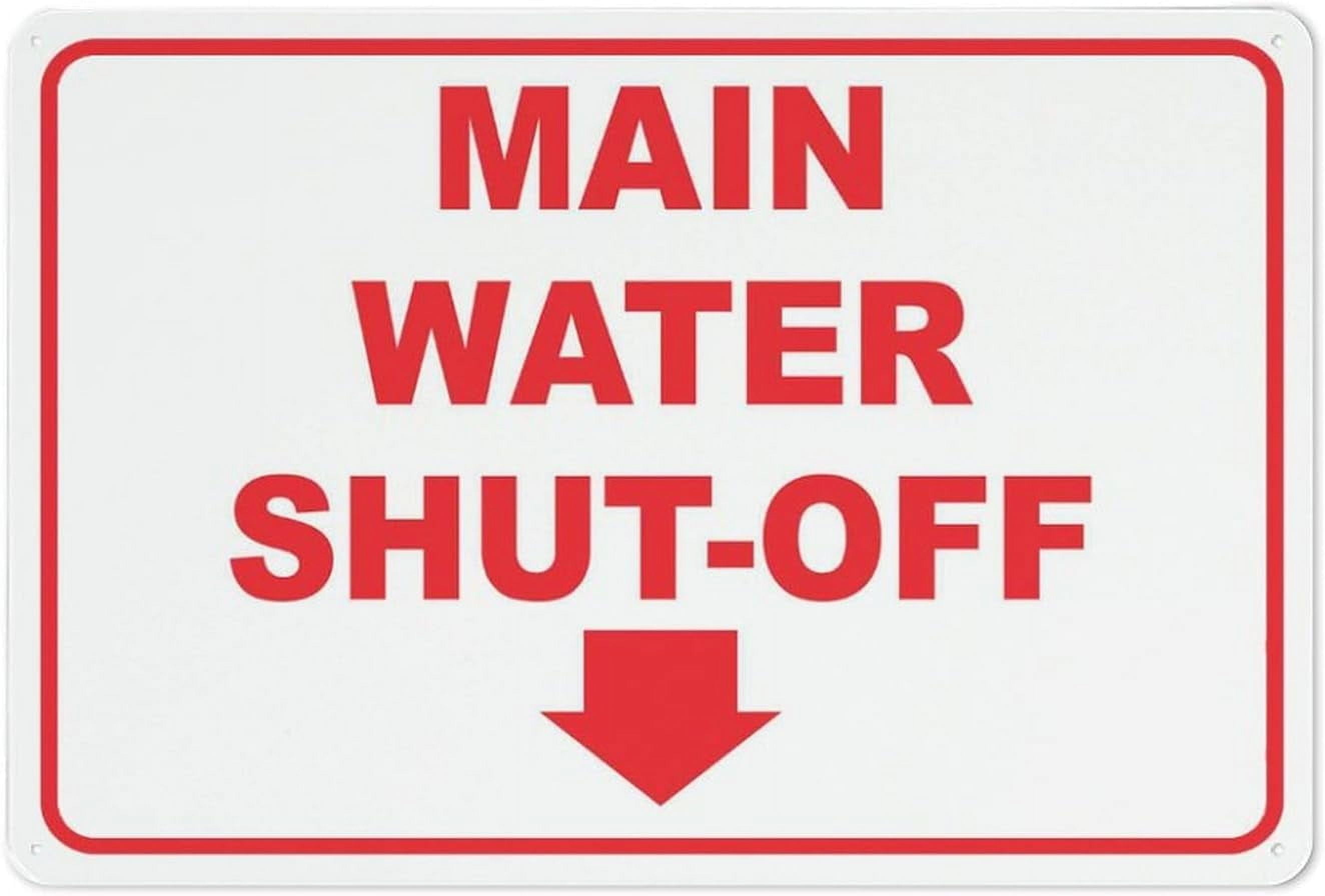 Main Water Shut-Off Arrow Down Sign Metal Prompt Sign 12X8 Inch Rust ...