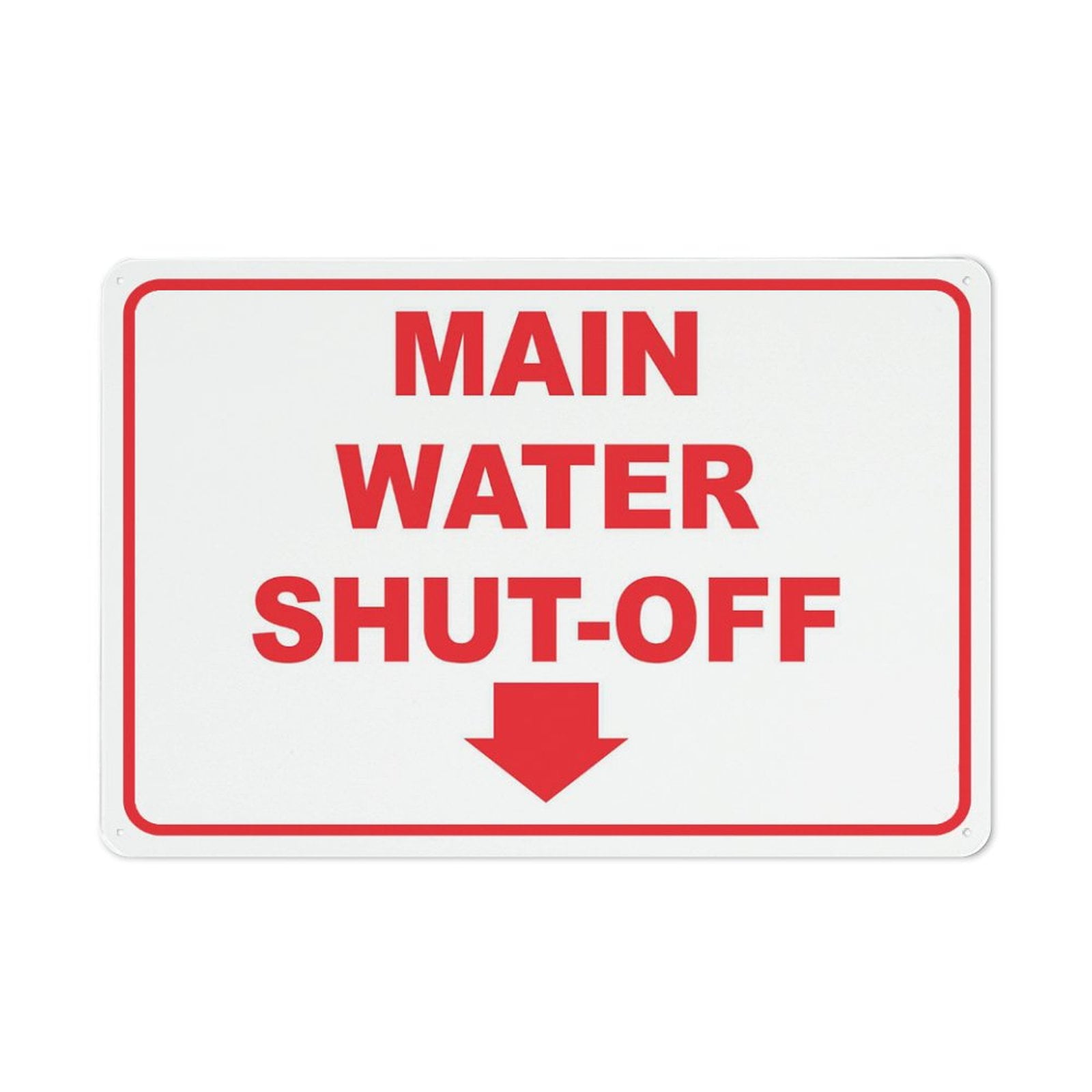 Main Water Shut-Off Arrow Down Sign Metal Signs 12X8 Inch - Walmart.com