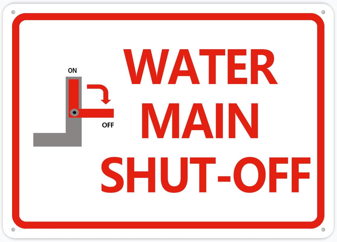 Main Water Shut Off Metal Signs Sign Pre-Drilled Holes For Easy ...
