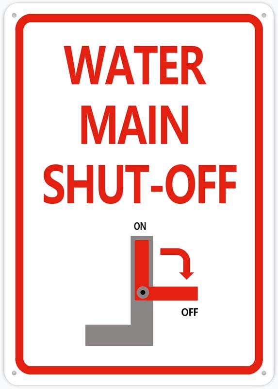 Main Water Shut Off Outdoor Metal Sign - 12 X 8 Metal Signs For ...