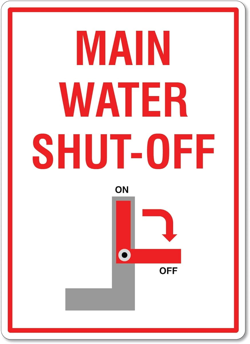 Main Water Shut-Off Sign Directional Signs Metal Tin Sign 8X12 Inches ...