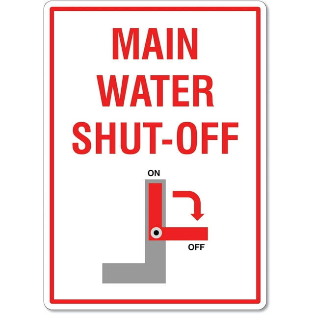 Main Water Shut-Off Sign Directional Signs Metal Tin Sign 8x12 Inches ...