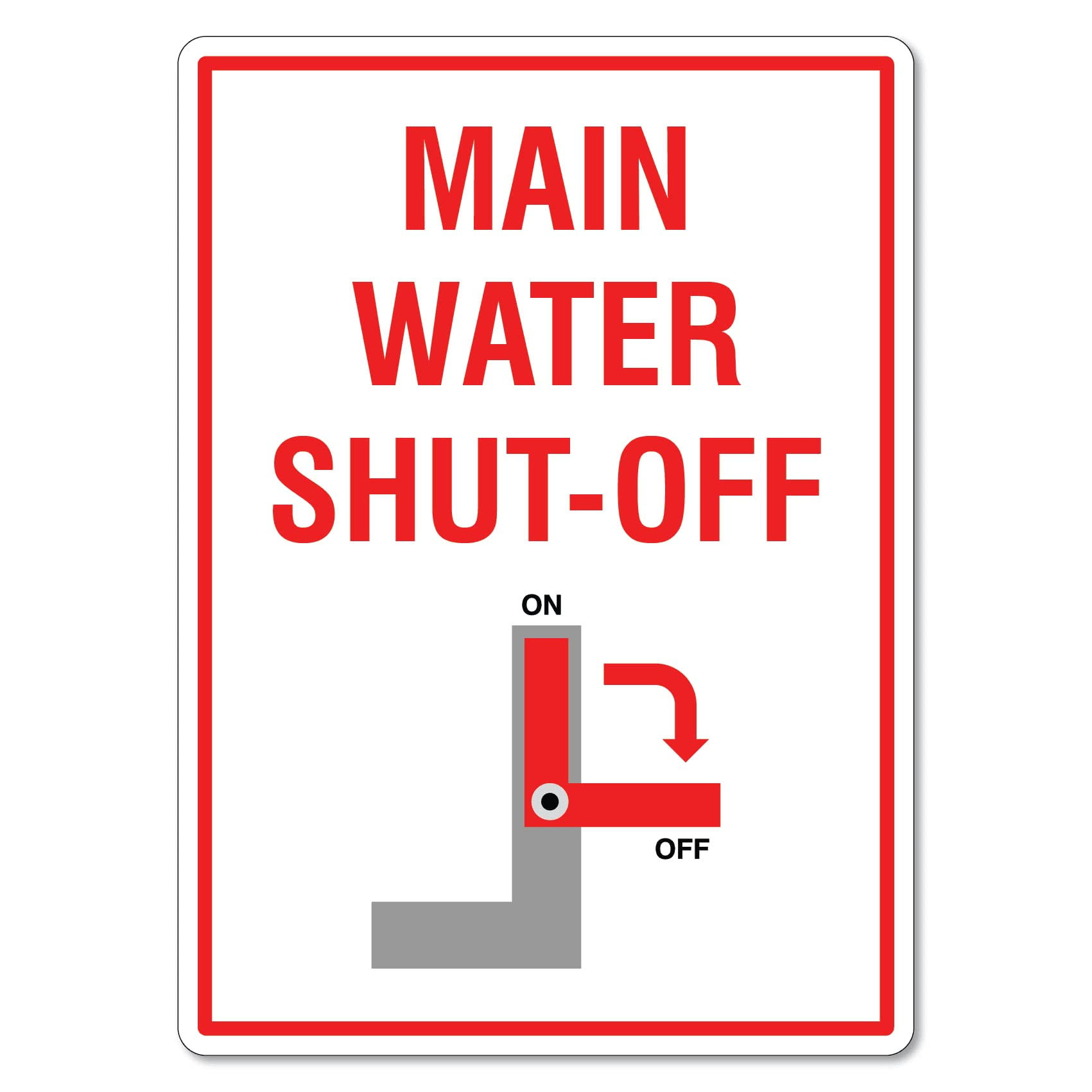 Main Water Shut-Off Sign Directional Signs Metal Tin Sign Caution ...