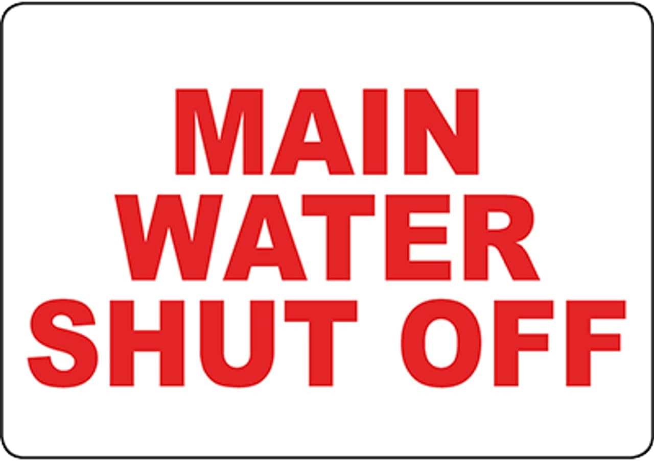Main Water Shut Off Sign Safety Signs Fire Safety Signs 8x12 Inch ...