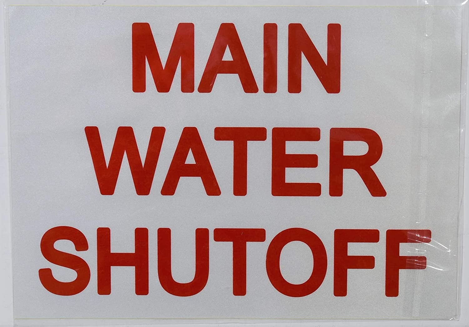 Main Water Shut-Off Sticker (Reflective White Background,1 Unit, 7X10 ...
