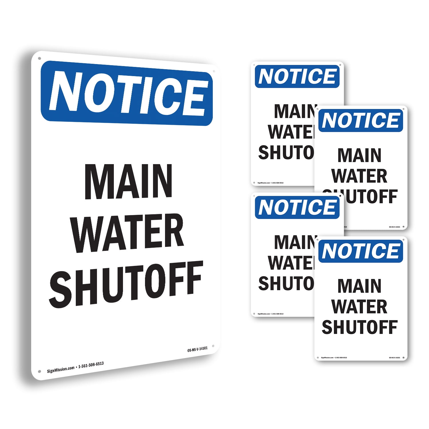 Main Water Shutoff OSHA Notice Rigid Plastic Sign 24 Inch x 18 Inch - 5 ...