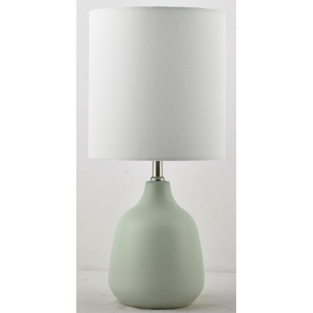 Mainstays 16” Transitional Sage Table Lamp with White Linen Shade ...