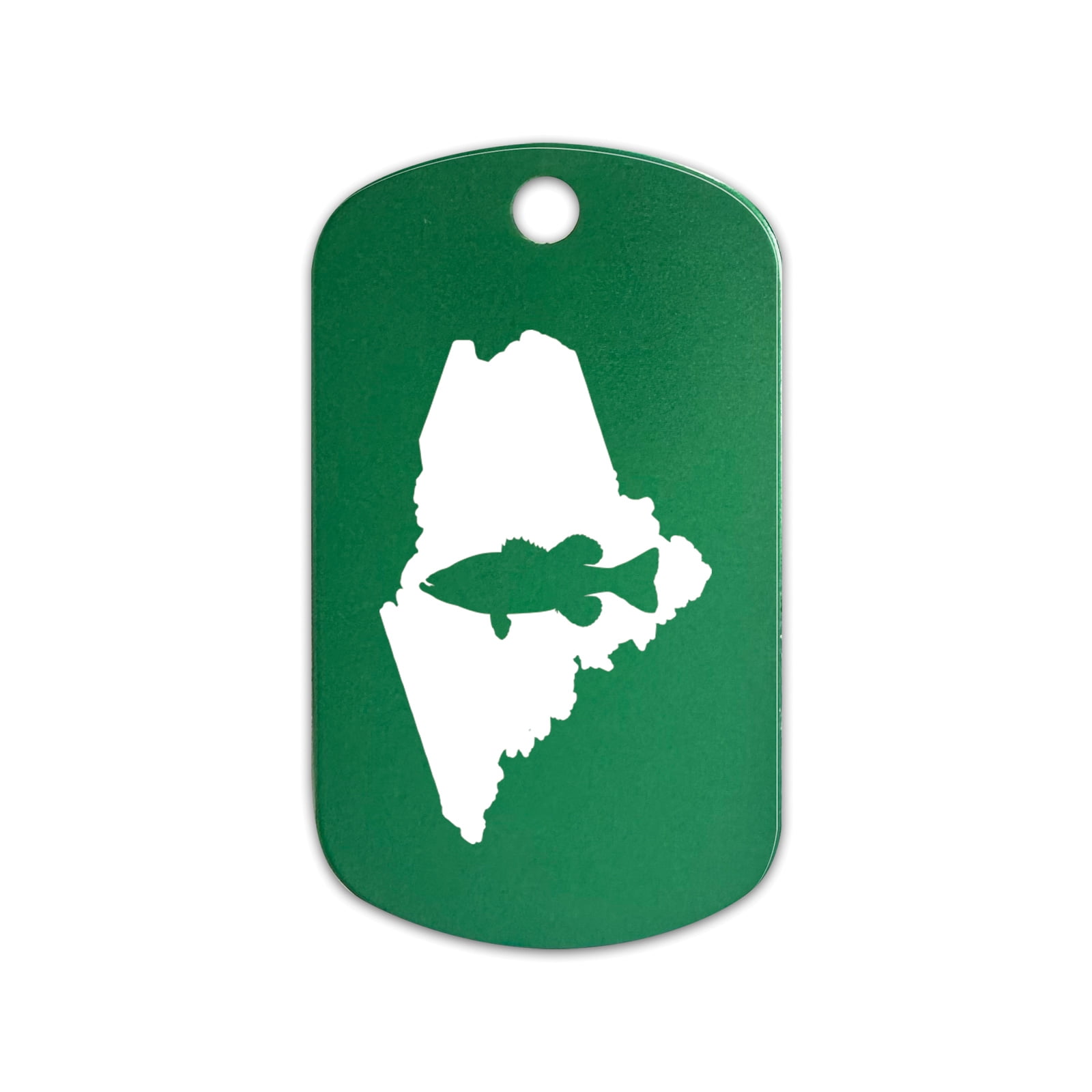 Maine Bass GI Dog Tag Aluminum Keychain state shaped largemouth sport ...