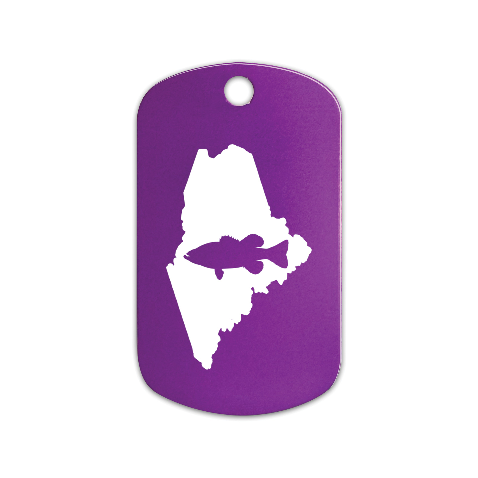 Maine Bass GI Dog Tag Aluminum Keychain state shaped largemouth sport ...
